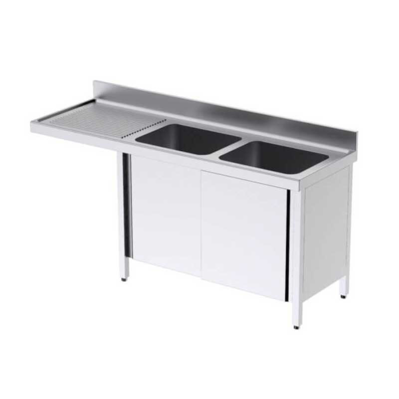 Plonge 2 cuves placard espace lave-vaisselle égouttoir gauche L.1800 mm P.600 mm FBPIL618 ...