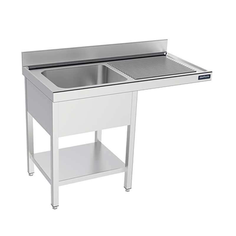 Plonge 1 cuve étagère espace lave-vaisselle égouttoir droite L.1200 mm P.700 mm FBDLE712 ...